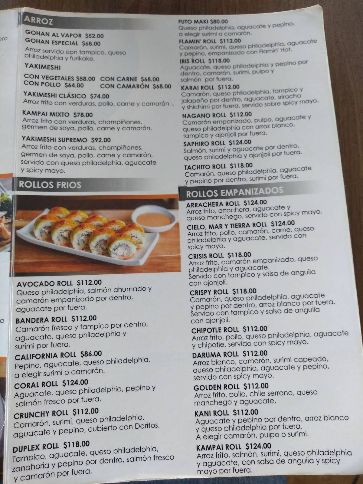 Carta del restaurante Kampai Sushi, Nuevo Laredo