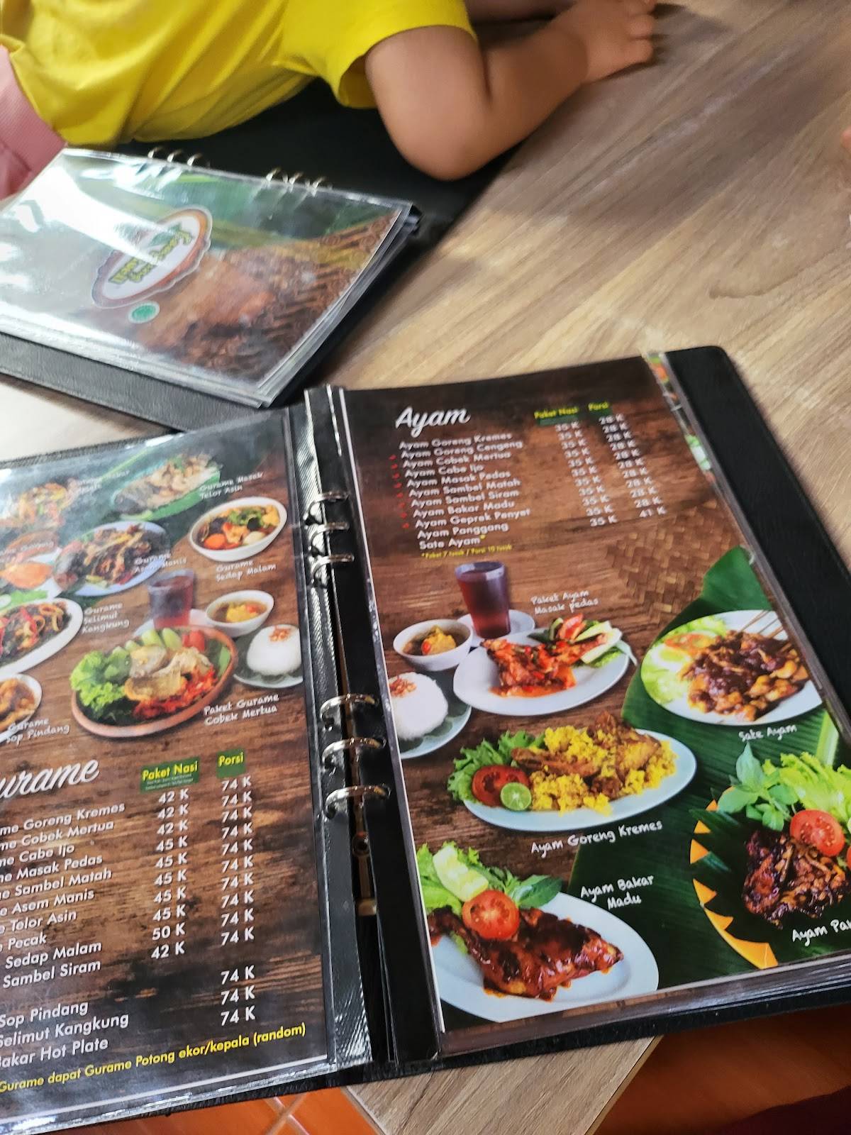 Menu at Kampung Kecil Rajawali restaurant, Pekanbaru