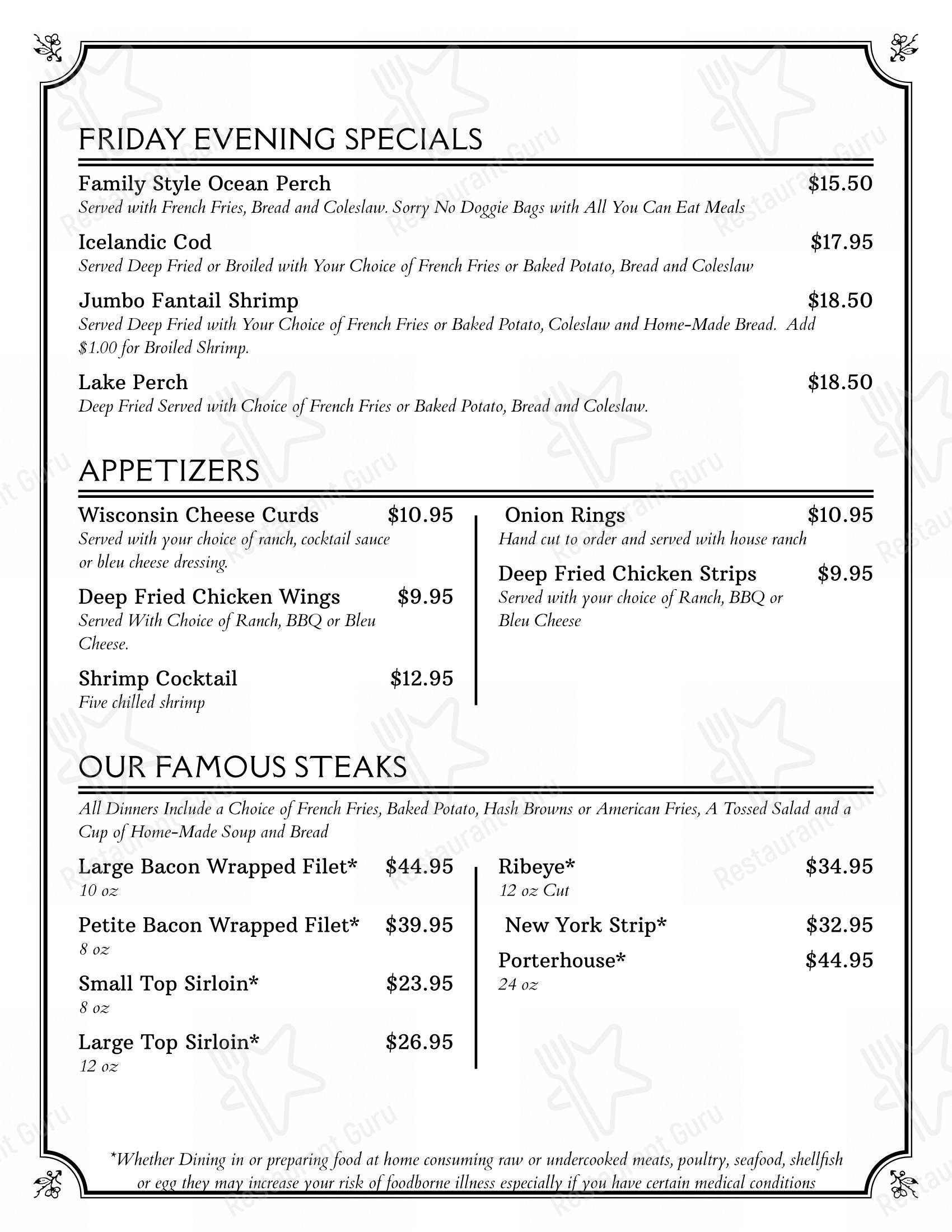 Menu at Kavanaugh's Esquire Club, Madison