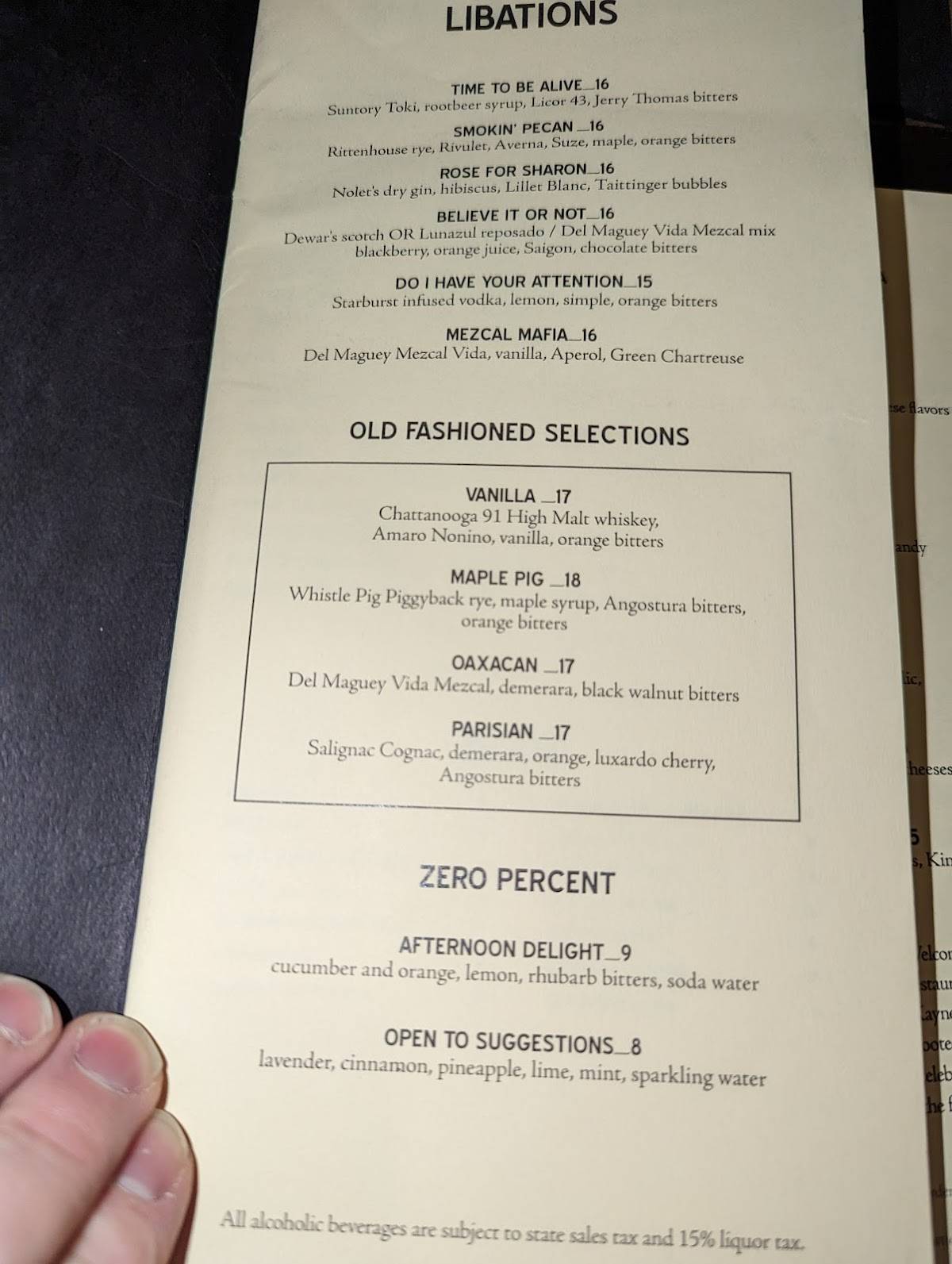 Menu at Kayne Prime steakhouse, Nashville