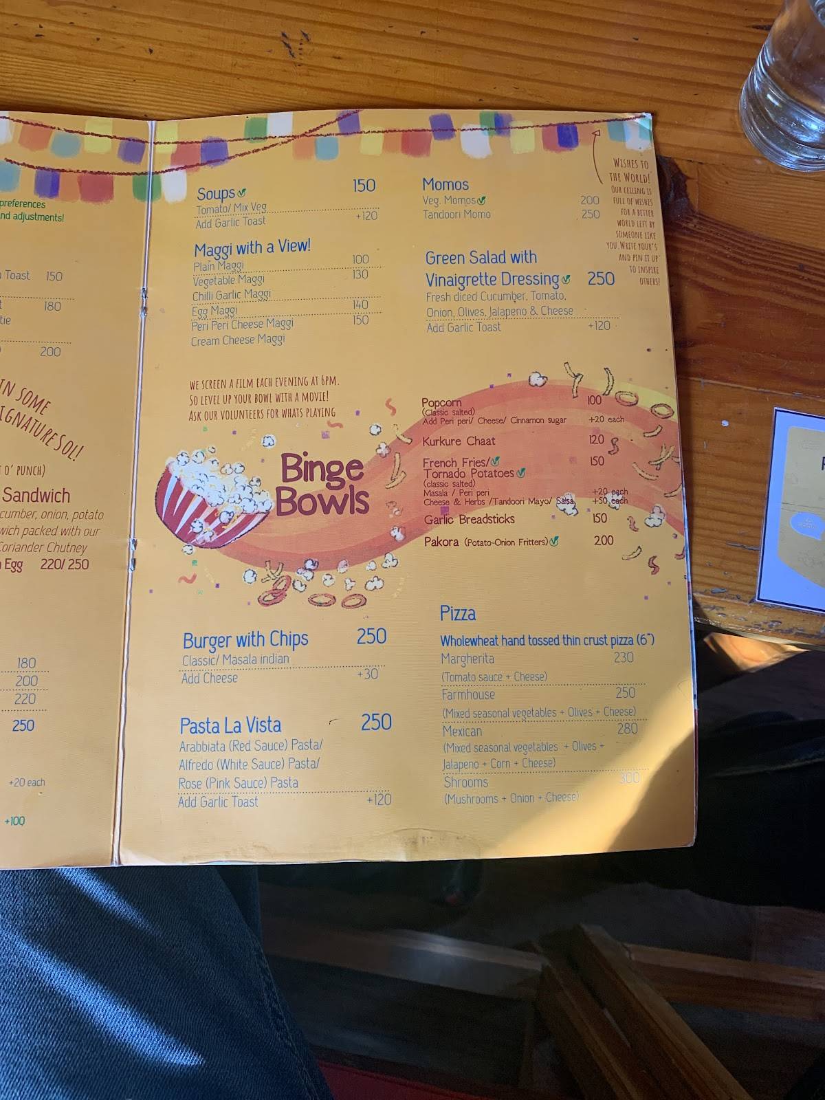 Menu at Sol Cafe, Kaza