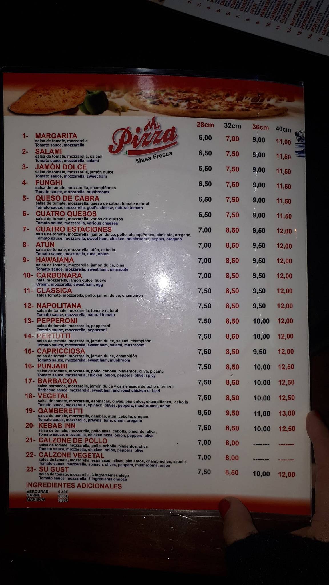 Carta de Kebab-Inn Pizzeria, Hospitalet de Llobregat