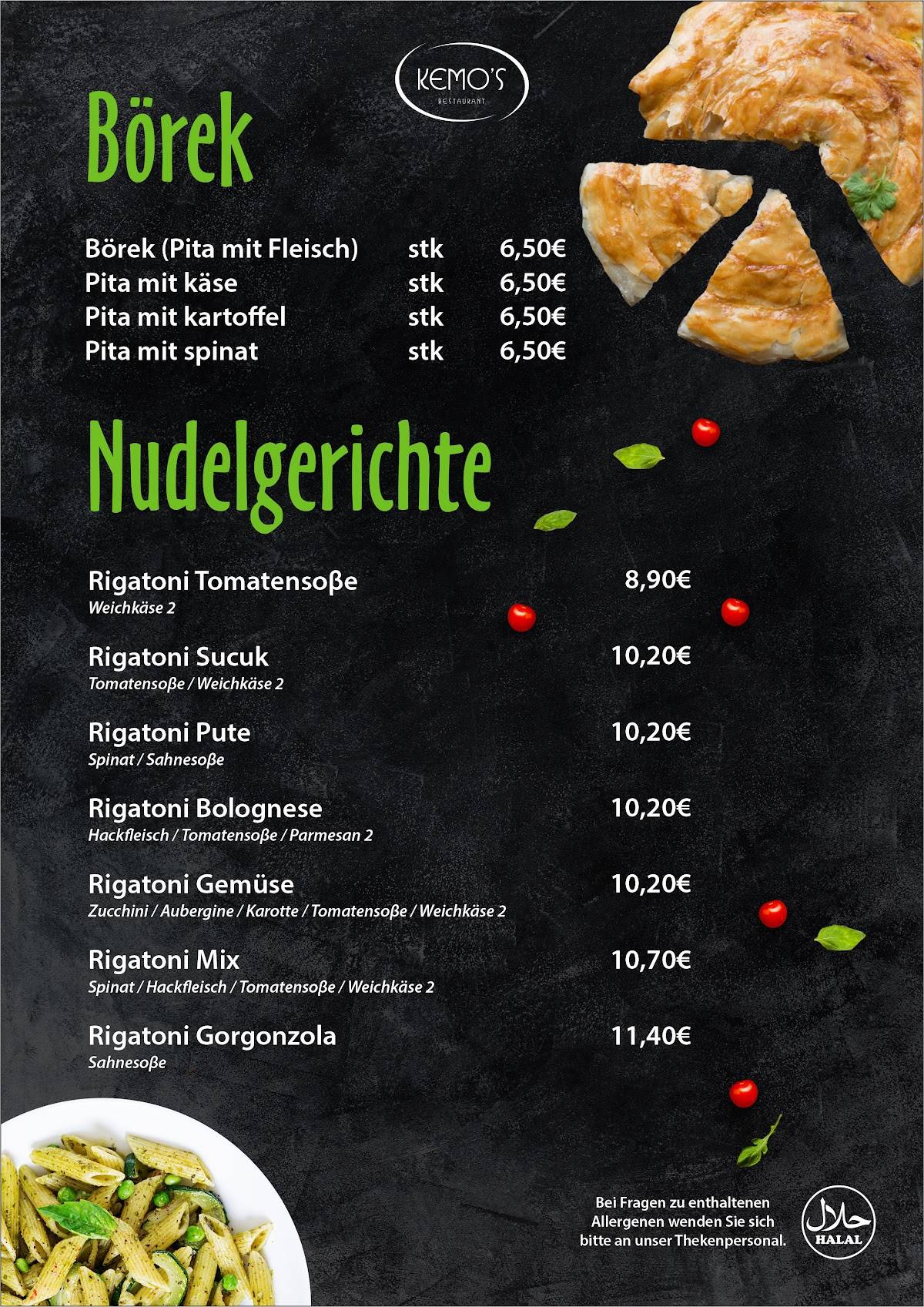 Menu at Kemos Restaurant - Balkan Essen, Konstanz