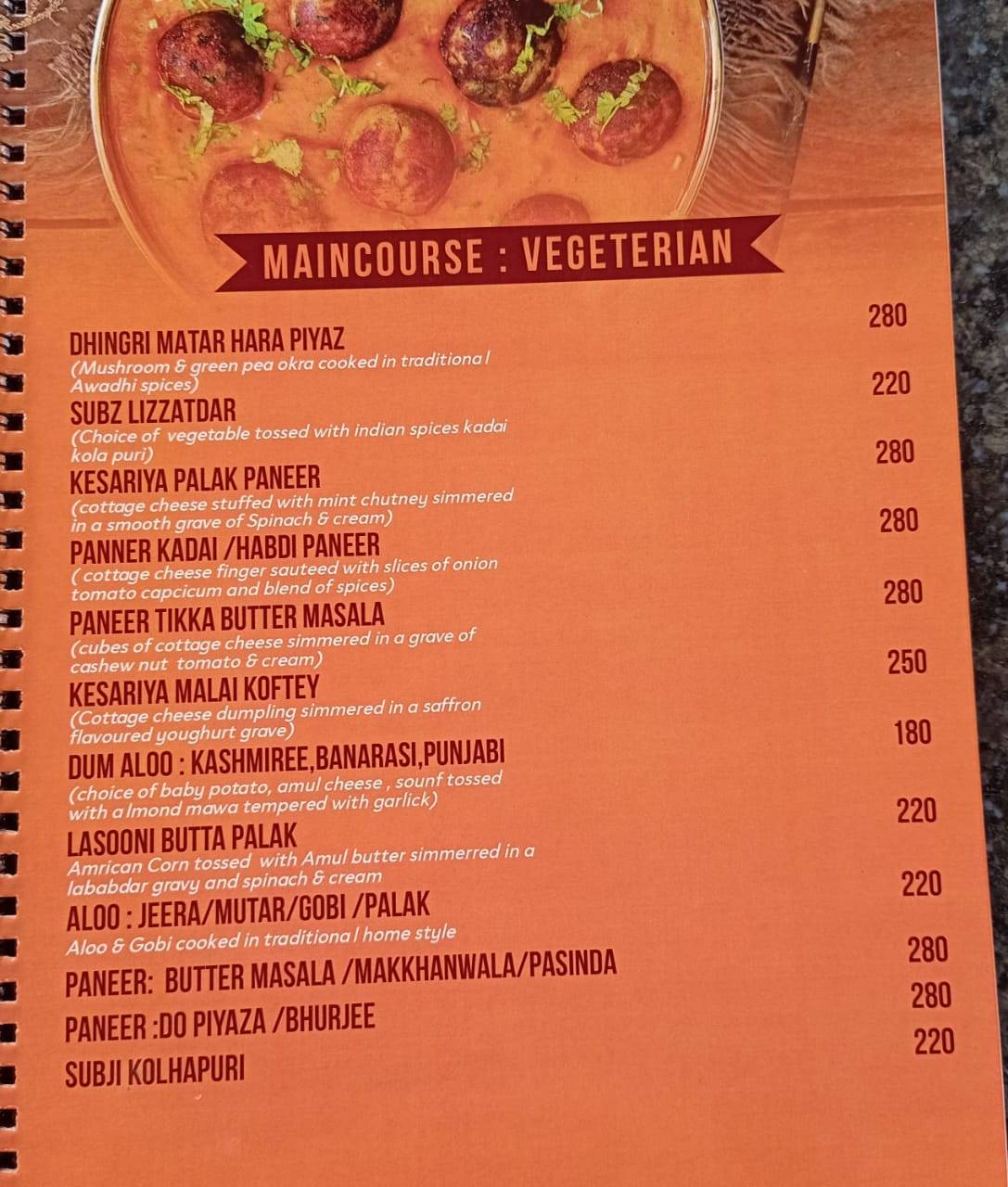 Menu at Keshariya Junction, Chinar Park, Kolkata