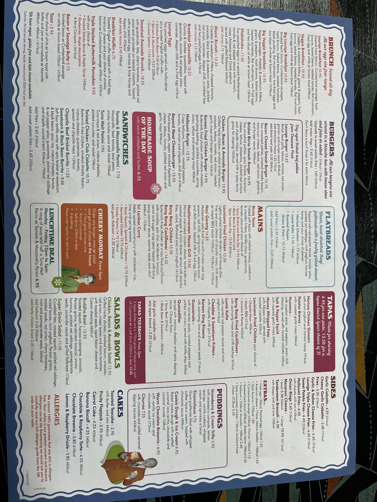 Menu at Kino Lounge pub & bar, Kettering