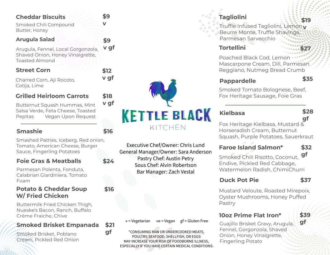 Menu at Kettle Black Kitchen restaurant, Madison