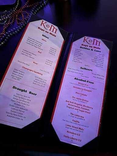 Menu at Keys On Main pub & bar, Salt Lake City