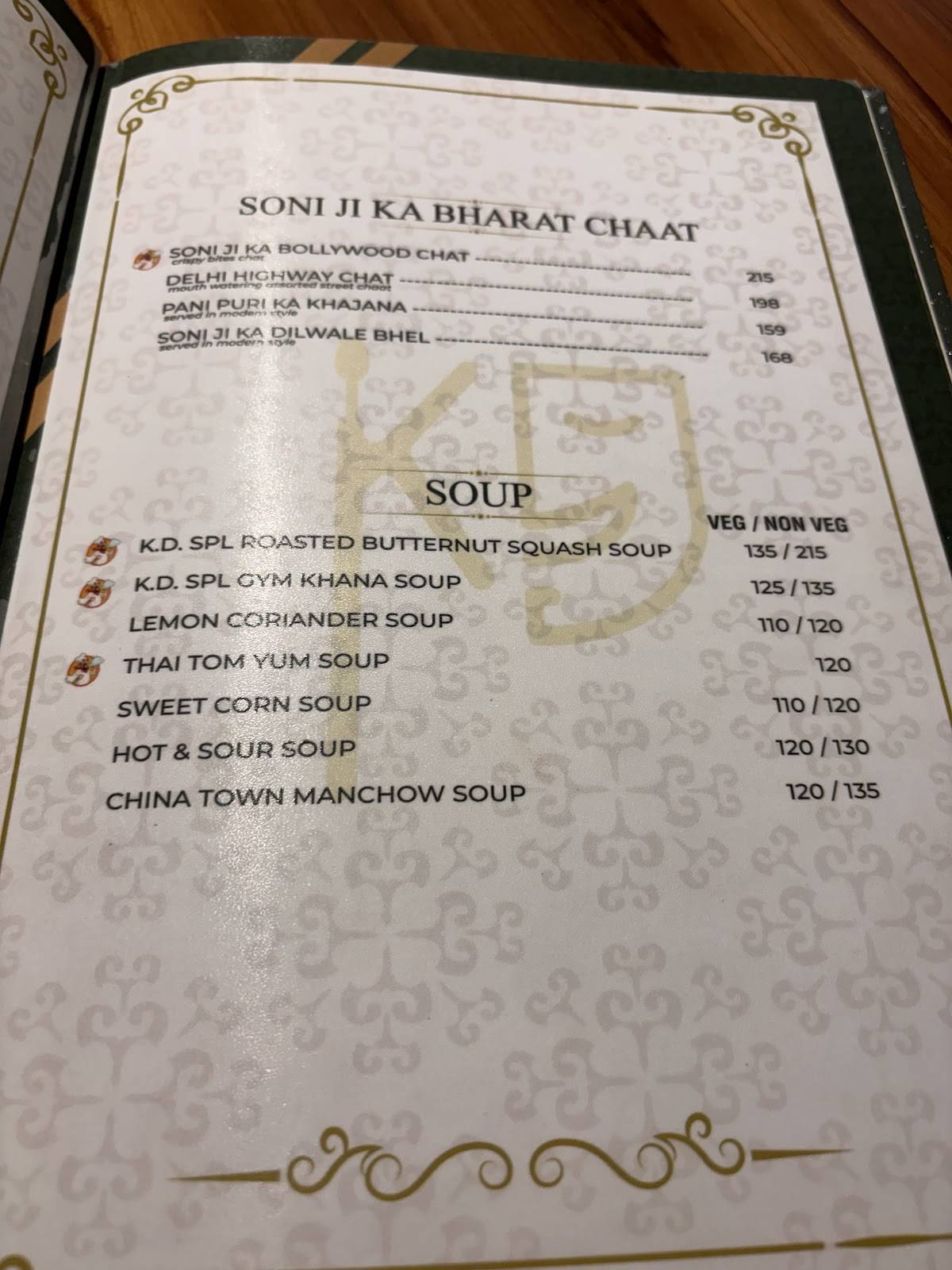 Menu at Khana drama, Jamshedpur