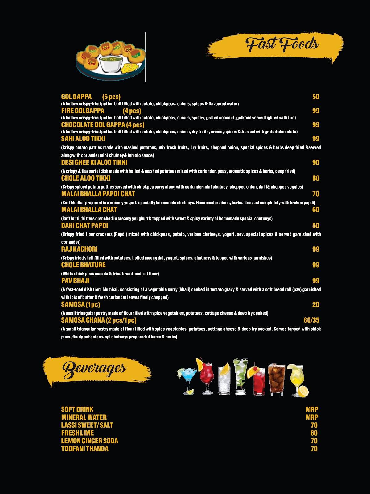 Menu at Singh's Food Court, Kharar