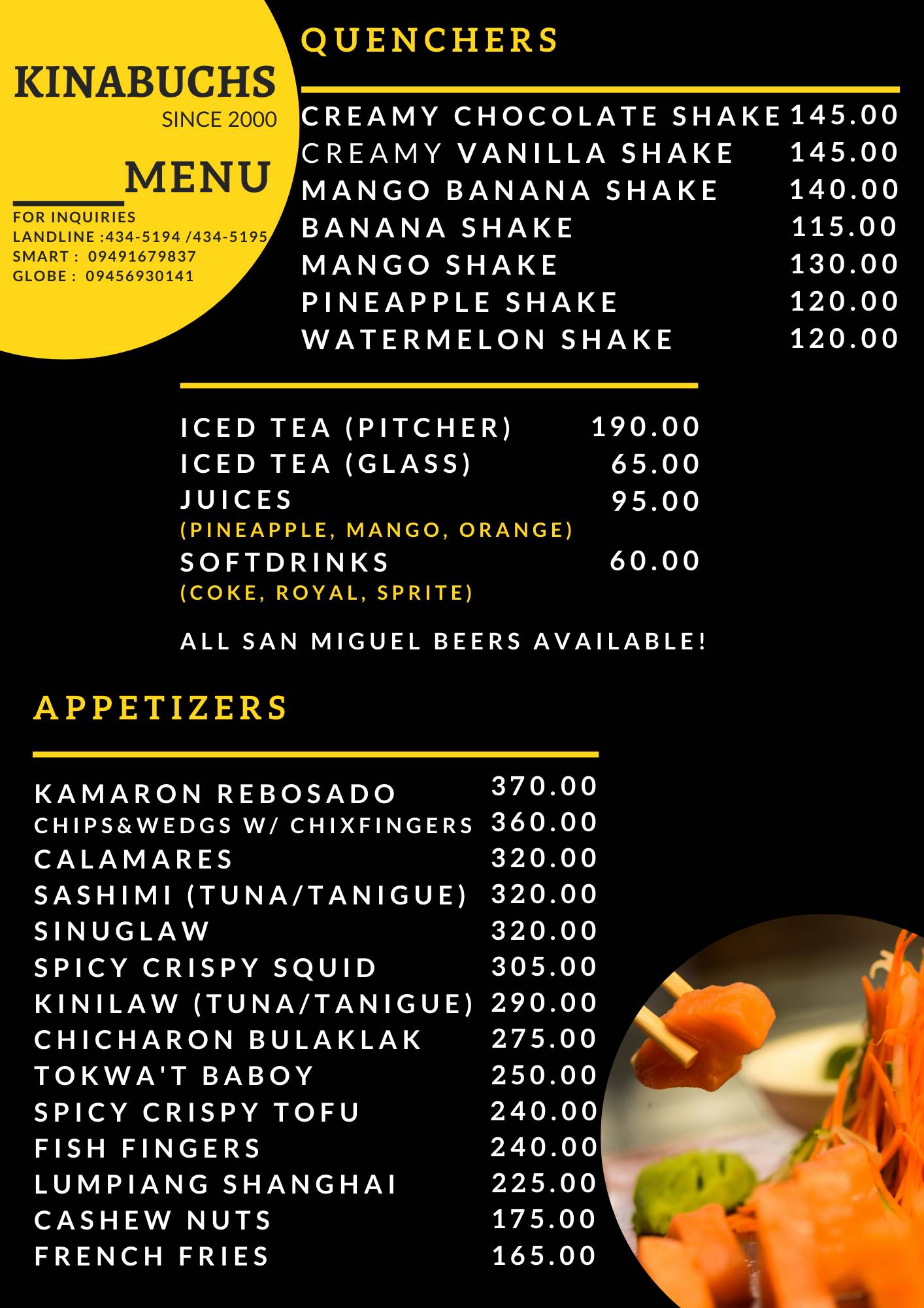 Menu at Kinabuchs Grill and Bar, Puerto Princesa City, Palawan, Puerto ...