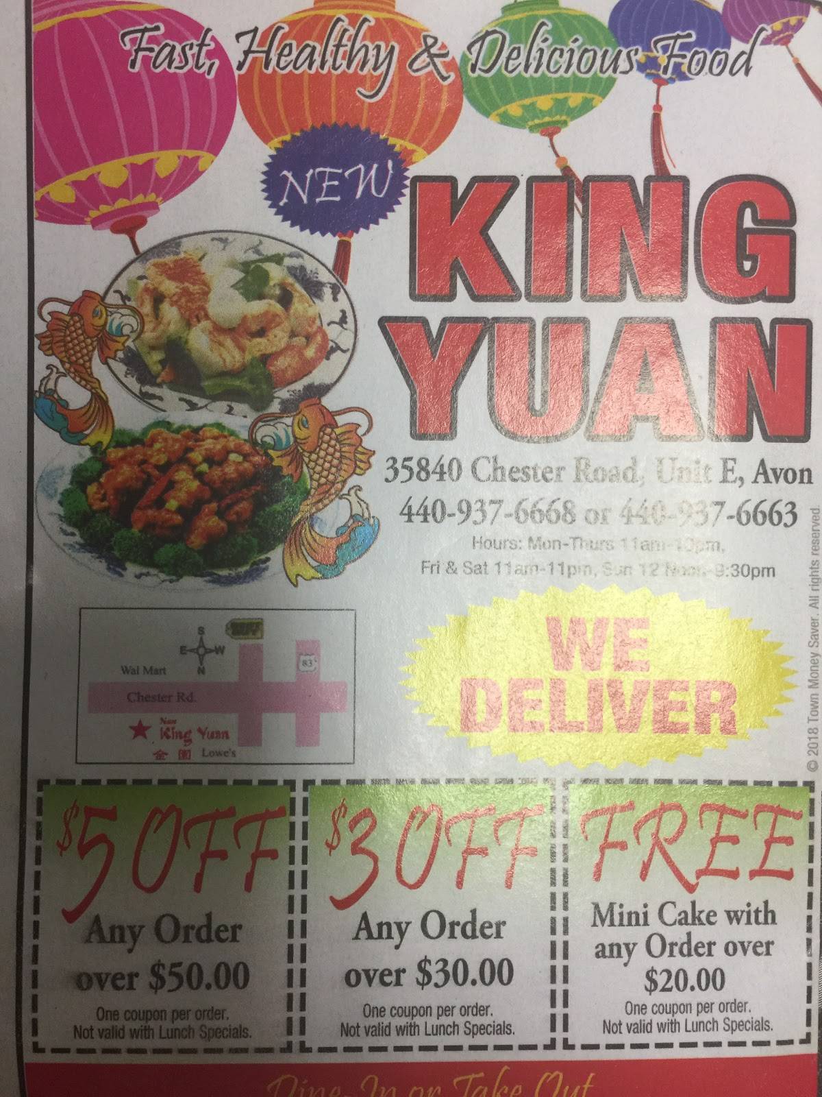 Menu at King Yuan Chinese - Avon restaurant, Avon