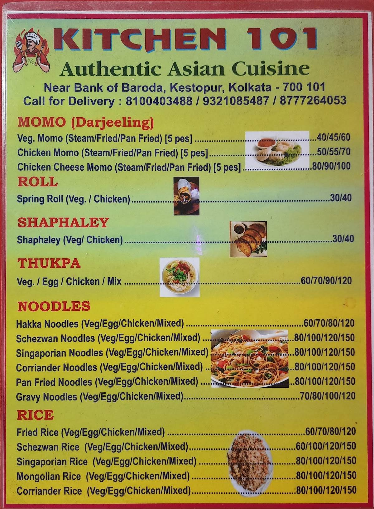 Menu at KITCHEN 101, Kolkata