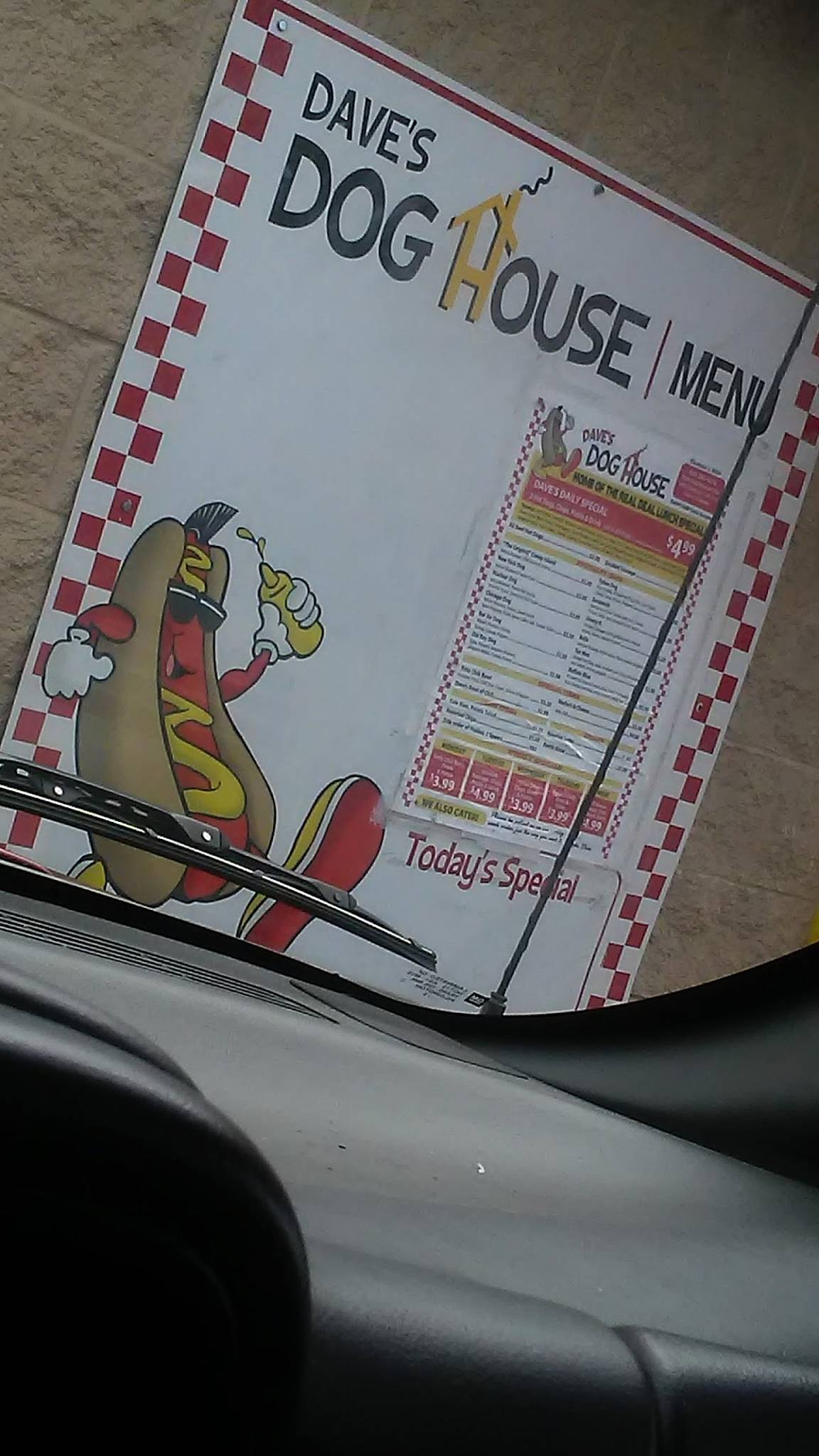 Menu at Dave's Dog House restaurant, Knoxville, Middlebrook Pike