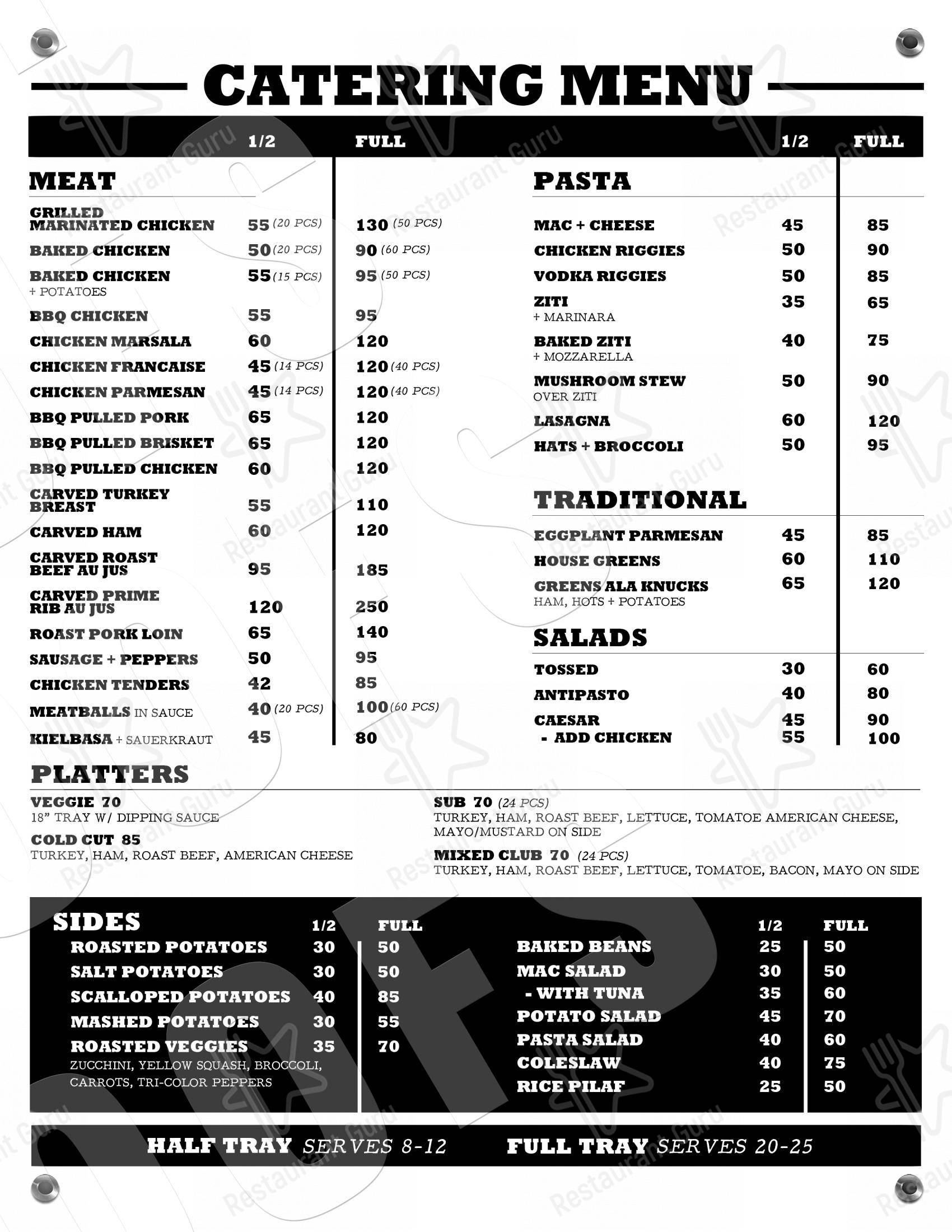 Menu at Knucklehead's Brew House pub & bar, Westmoreland