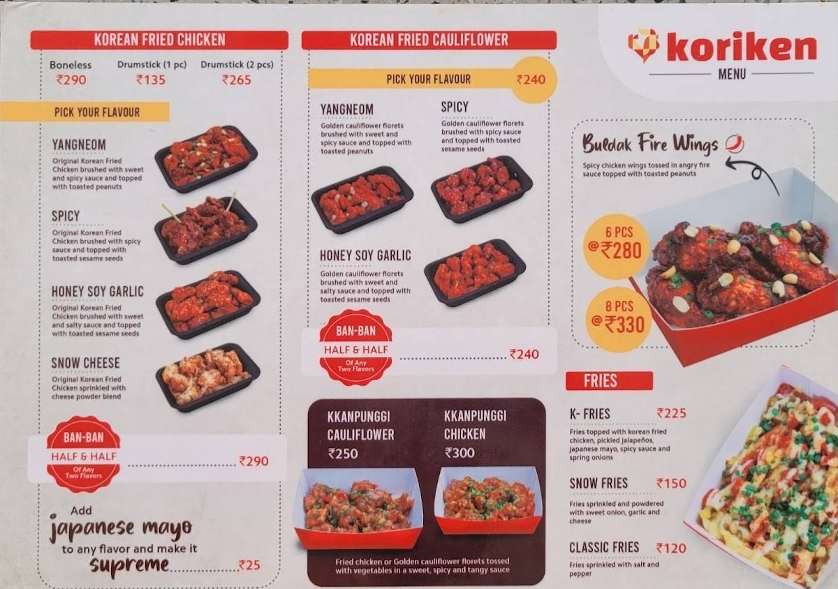 Menu at Koriken, Bengaluru, 98/4
