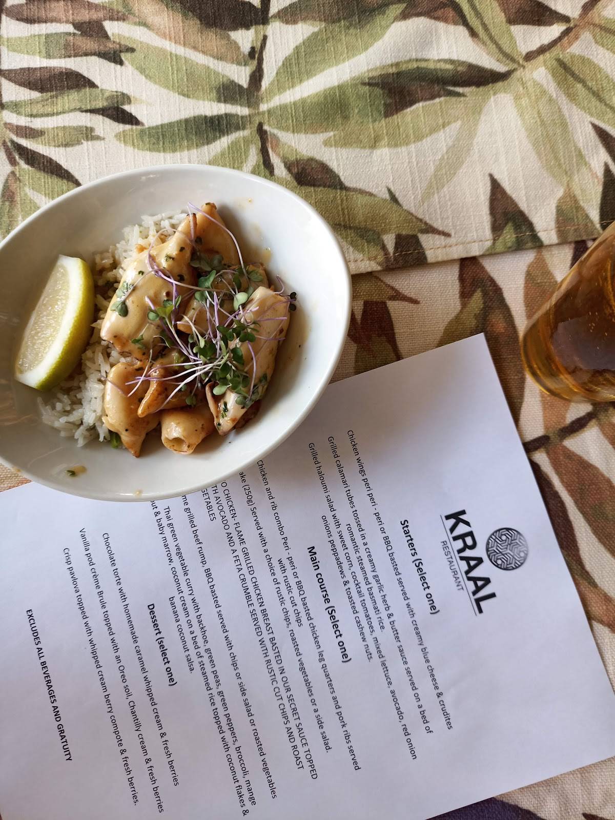 Menu at Kraal Restaurant, Johannesburg South, Impala Road ...