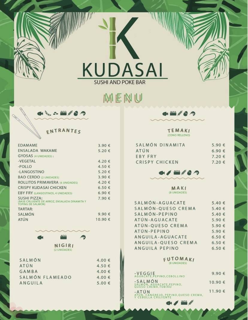 Menu at Kudasai restaurant, Breña Baja