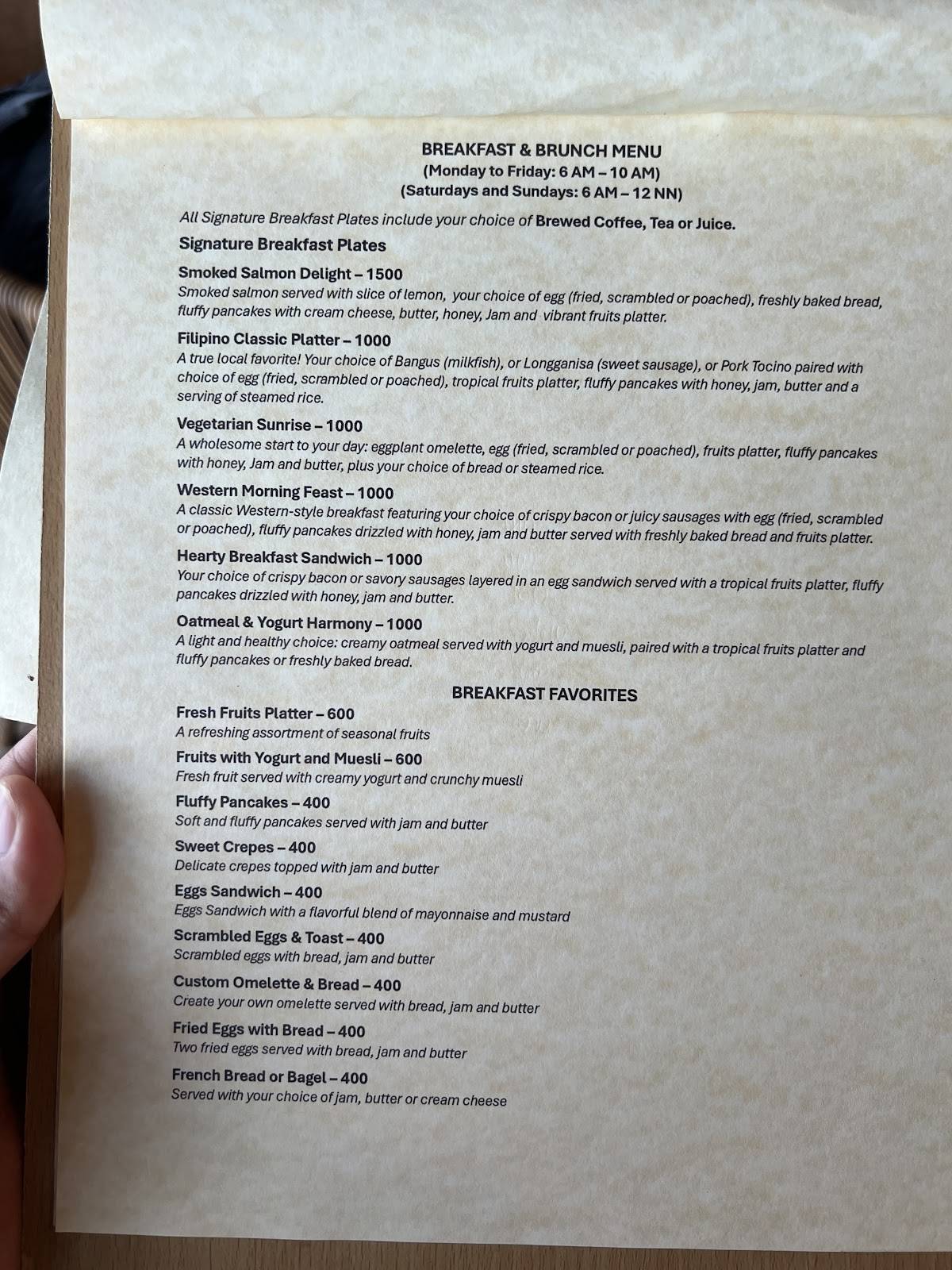 Carta de LA Canopée Bar & Restaurant, Siquijor