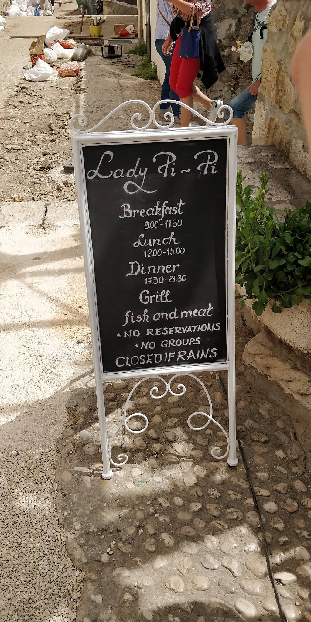 Menu at LADY PI-PI restaurant, Dubrovnik