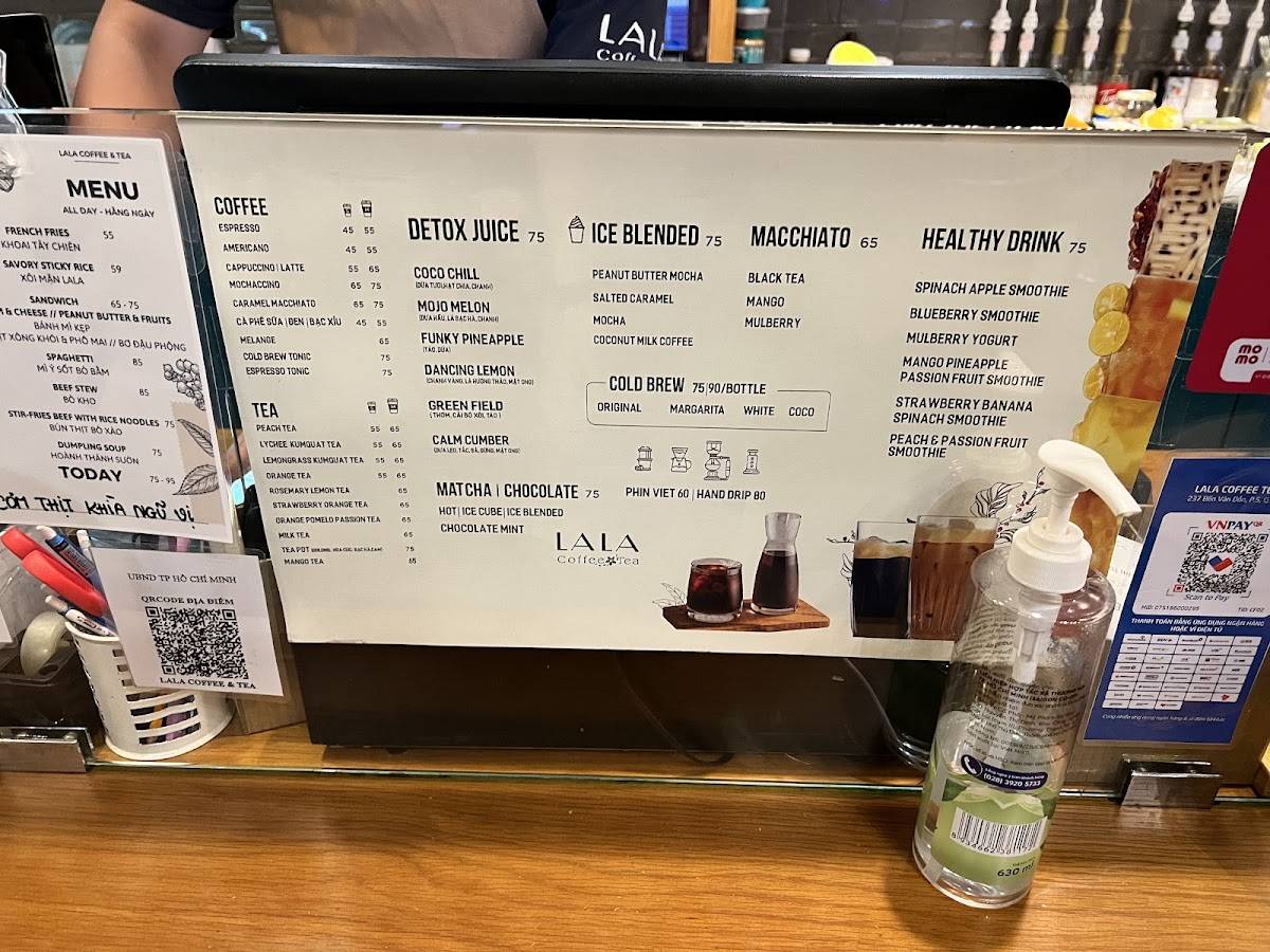 Menu at LALA Coffee &Tea cafe, Ho Chi Minh City, 237 Đ. Bến Vân Đồn