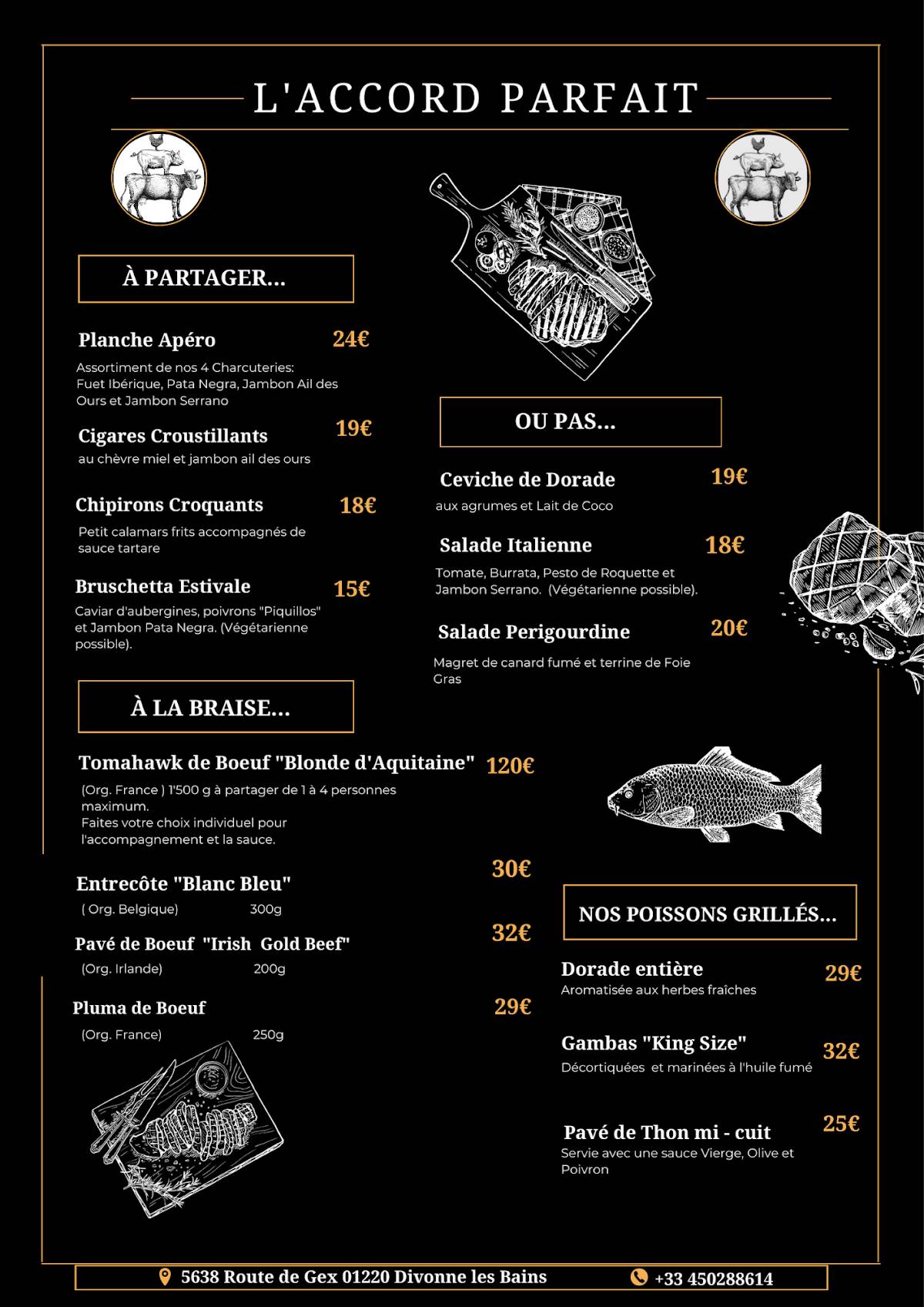 Menu au L'Accord Parfait restaurant, Divonne-les-Bains
