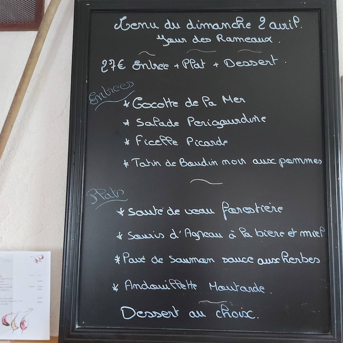 Menu au L'Ame des 7 vallées restaurant, France