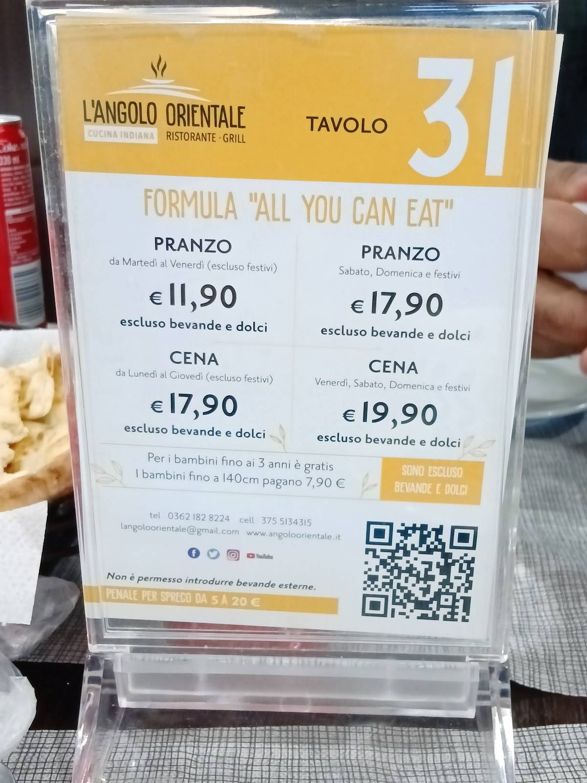 Menu da L'Angolo Orientale - (Halal) Indian/Pakistani - (ALL YOU CAN ...