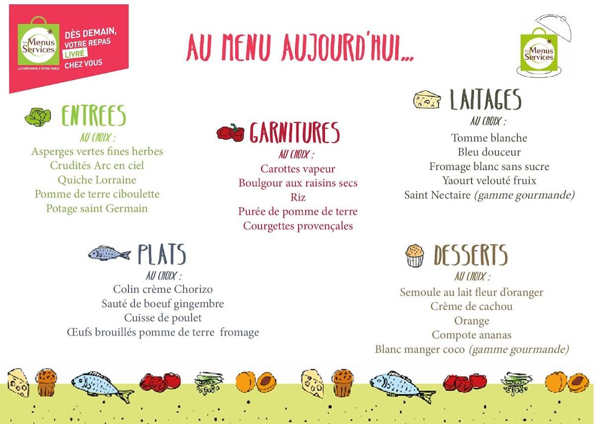 Menu au LES MENUS SERVICES BEAUZELLE restaurant, Beauzelle