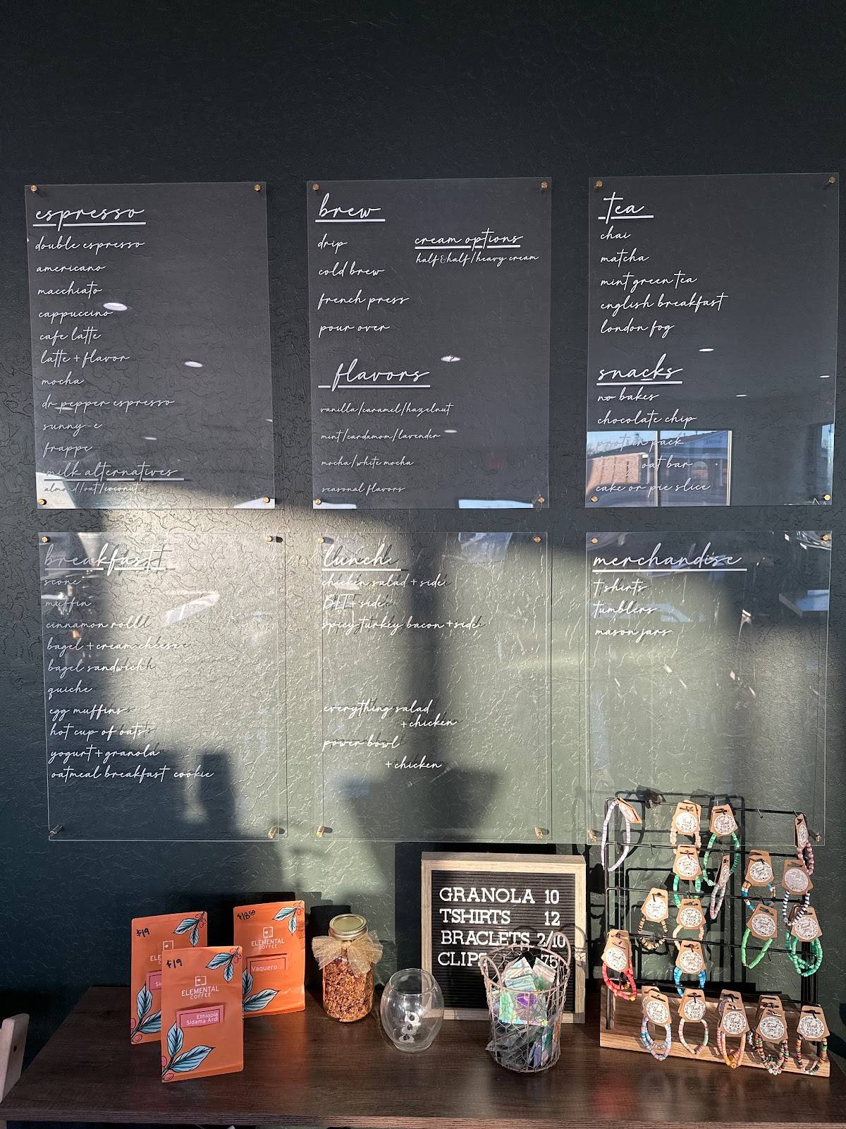 Menu at LEV Coffee Shop restaurant, Elgin