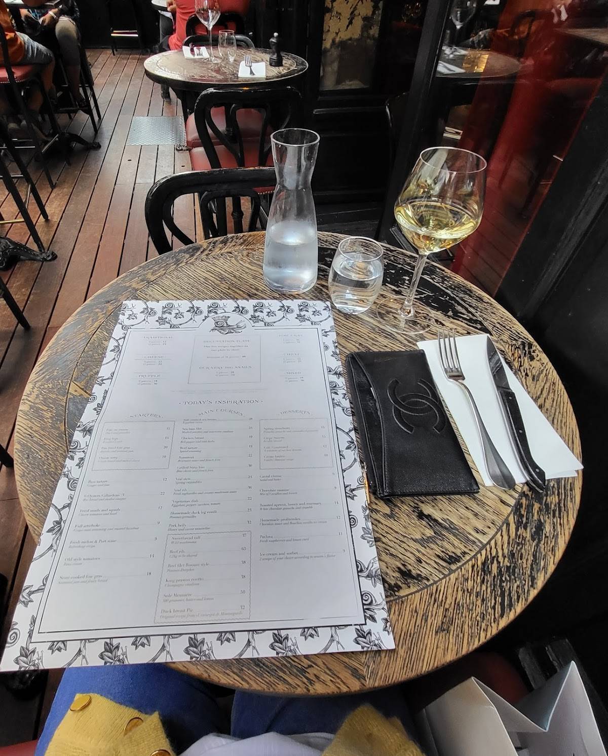 Menu at L'Escargot restaurant, Paris, 38 Rue Montorgueil