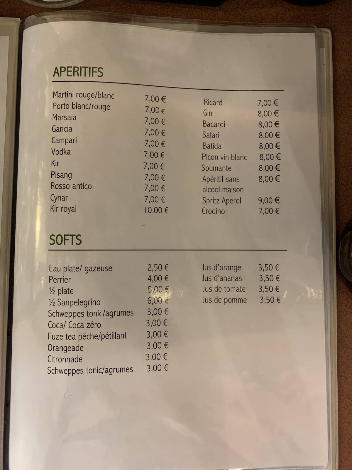 Menu au L’Etna, Namur