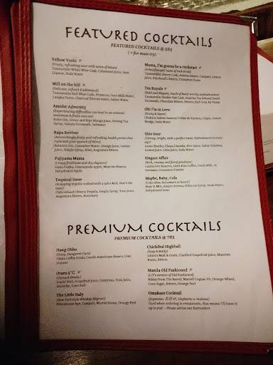 Menu at LIT Manila pub & bar, Taguig