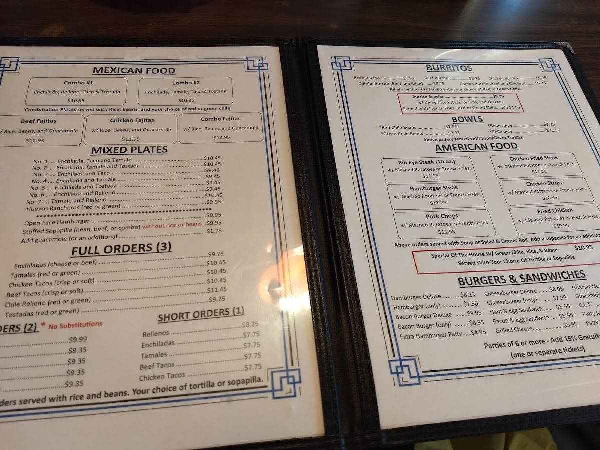 Menu at La Barraca Restaurant, Gallup