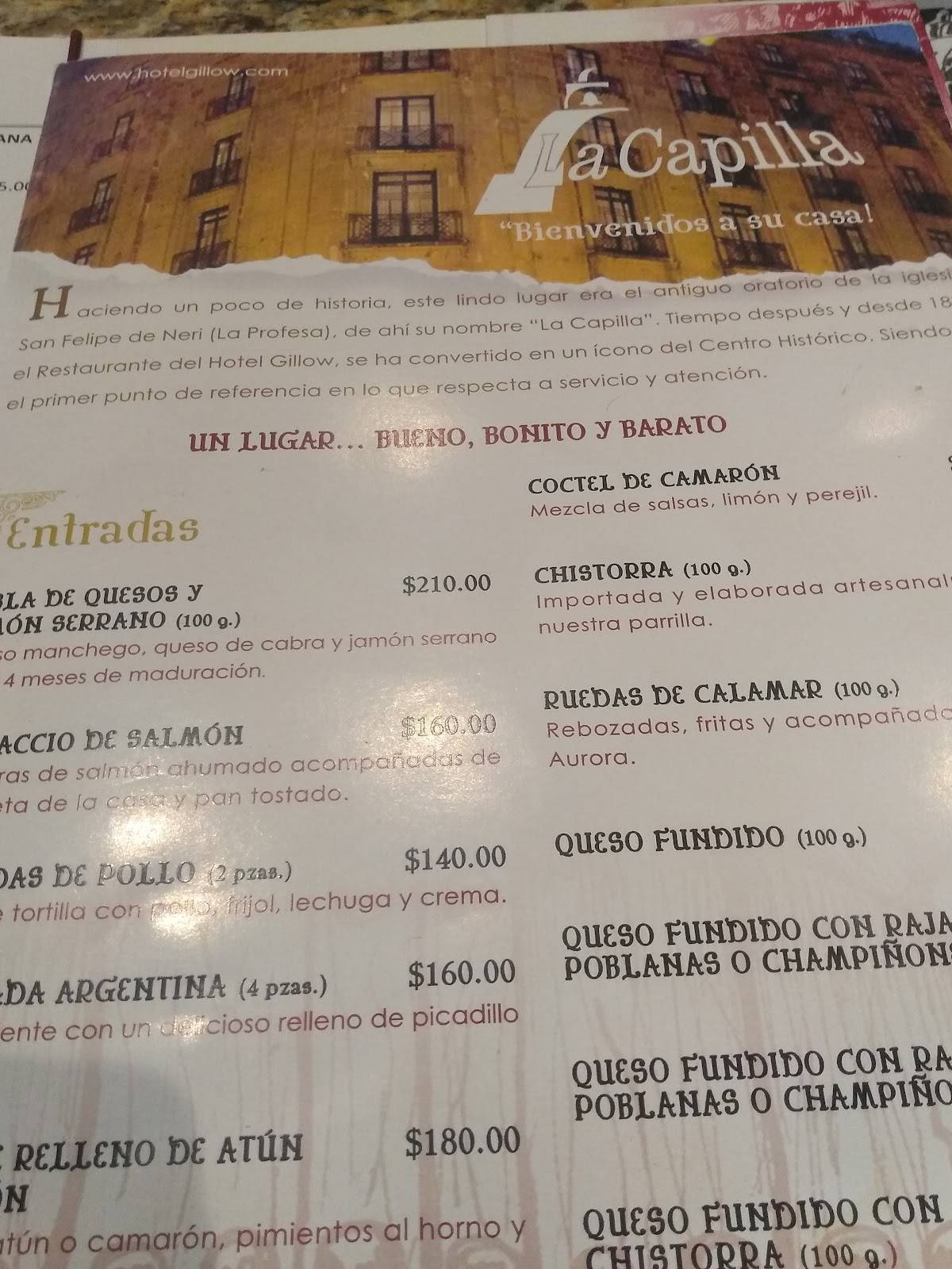 Carta de La Capilla Restaurante & Bar, Ciudad de México, Isabel La ...