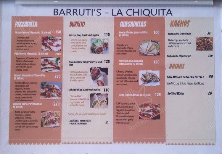 Carta del restaurante La Chiquita Mexicalian @ The Southern Food Park ...