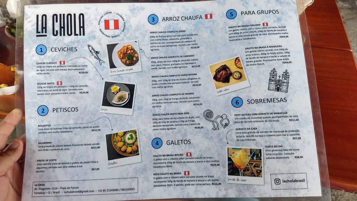 Menu em La Chola restaurante, Fortaleza