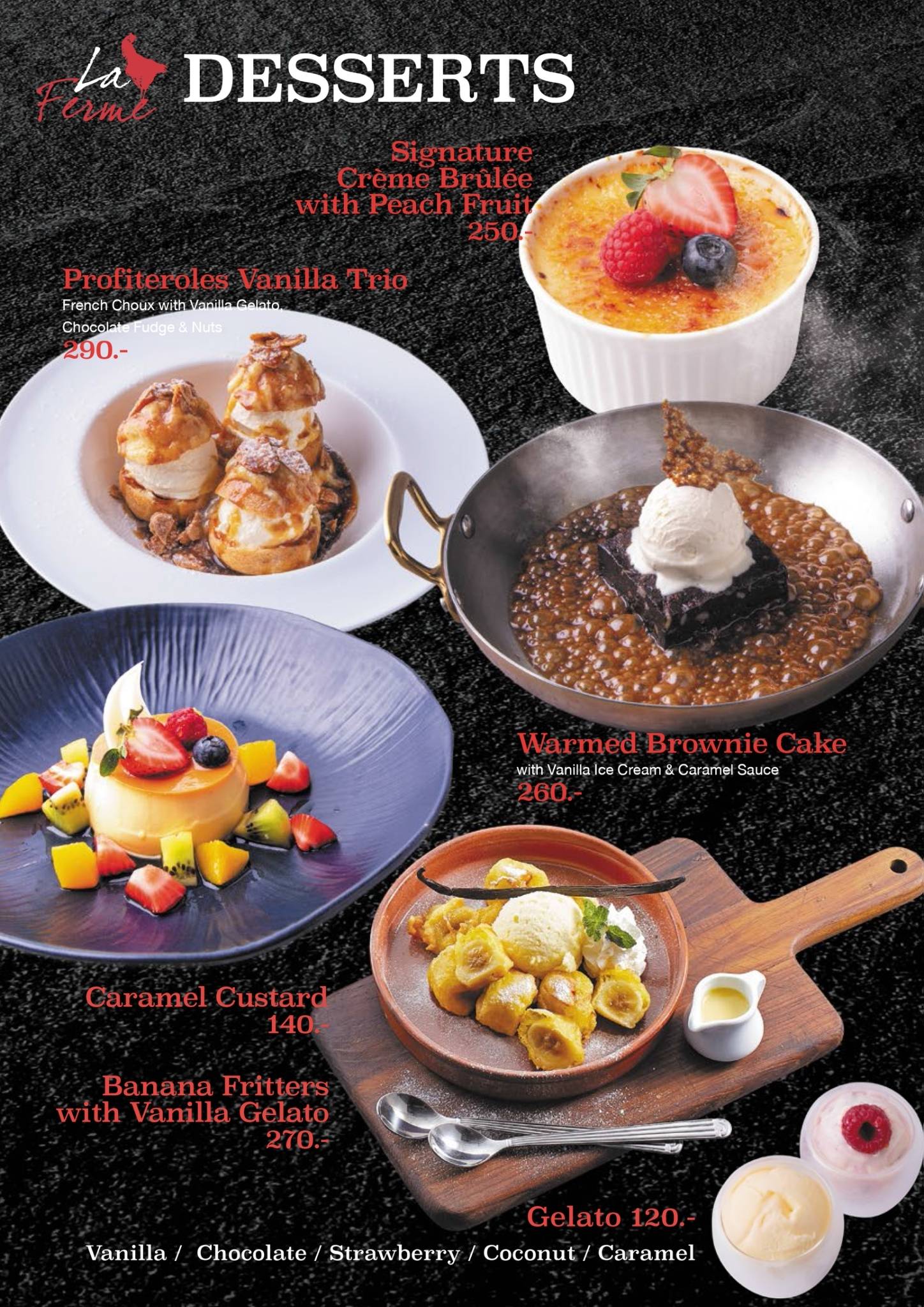 Menu at La Ferme restaurant, Pattaya City