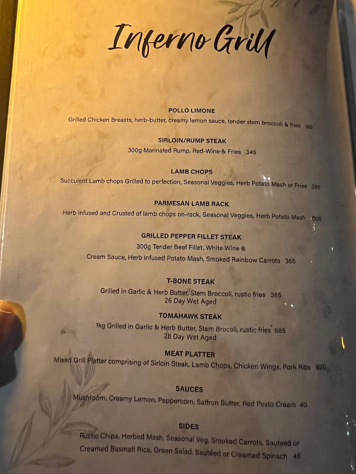 Menu at La Grato restaurant, East London