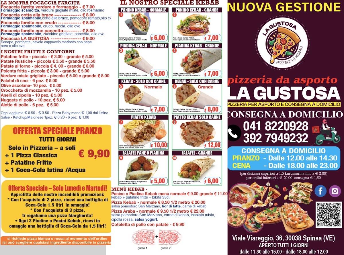 Menu at La Gustosa Spinea - Pizzeria e Kebab, Spinea