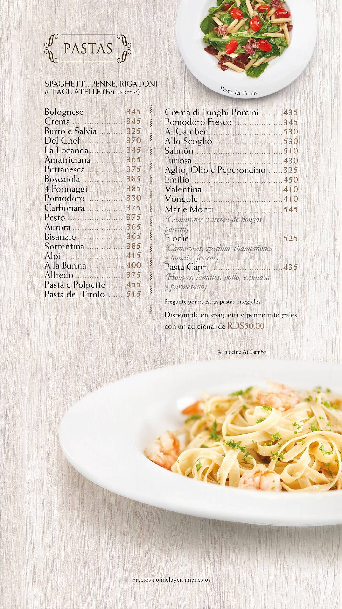 Carta del restaurante La Locanda Punta Cana, Punta Cana, Avenida ...