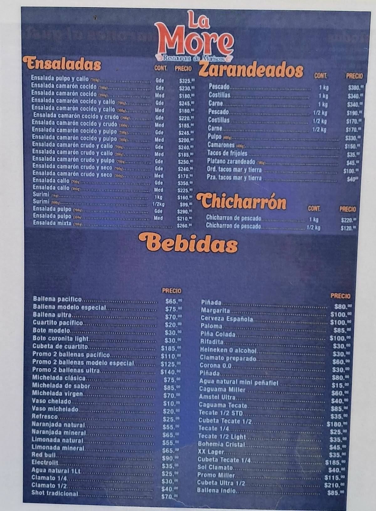 Menu at La More Restaurant, Tepic
