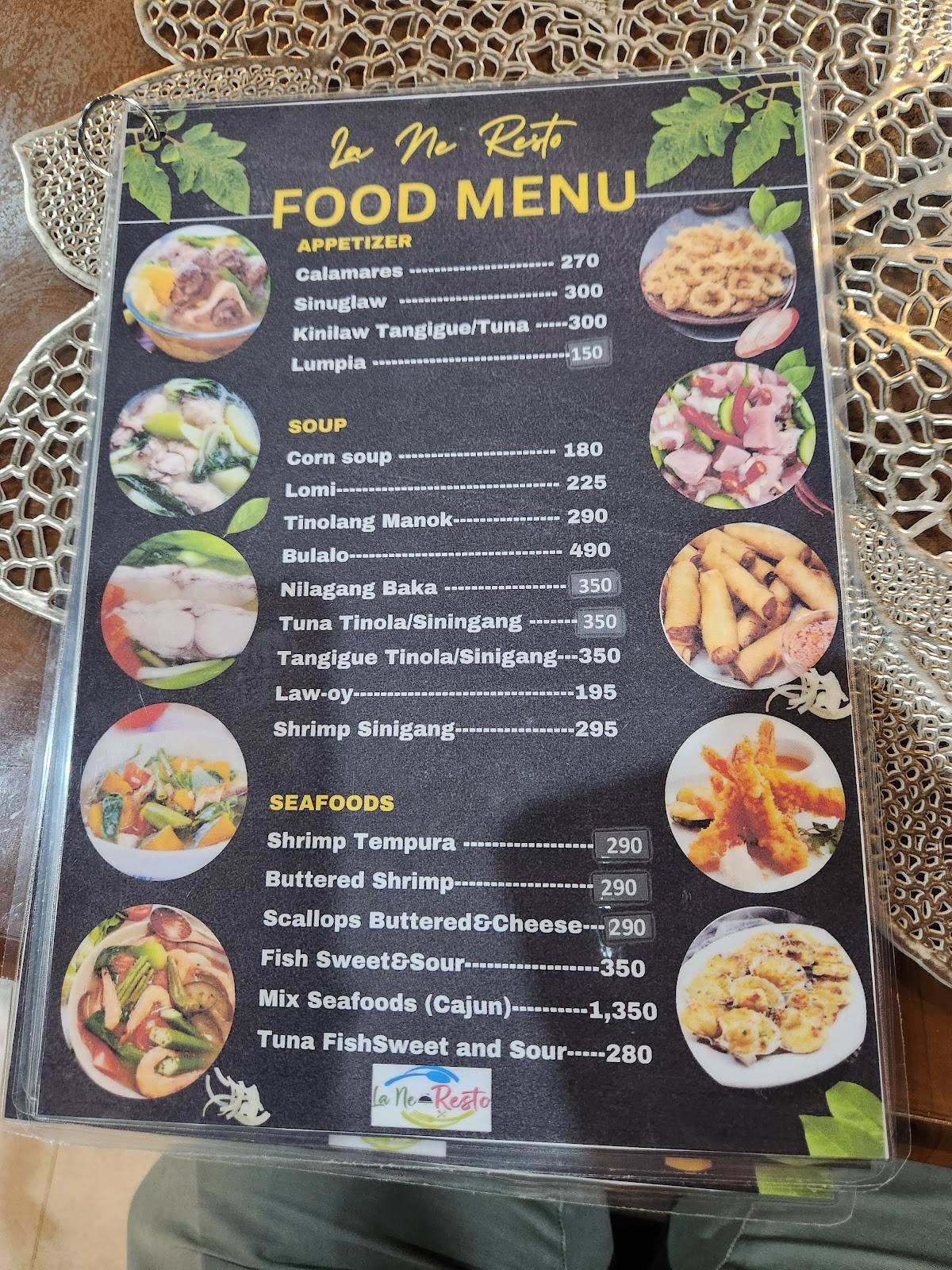 Menu at La Ne Resto restaurant, Carmen
