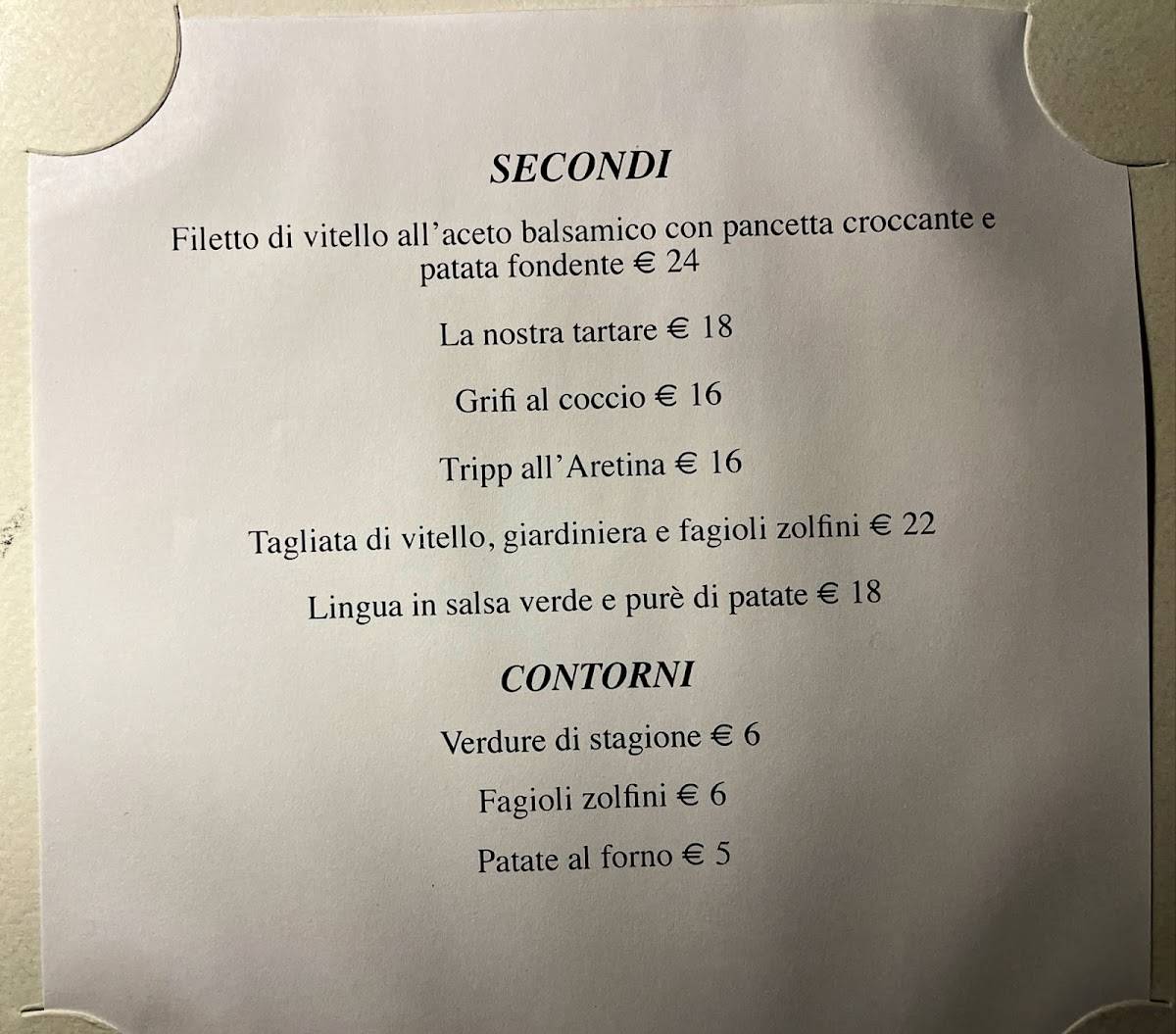 Menu da La Nuova Tagliatella ristorante, Arezzo