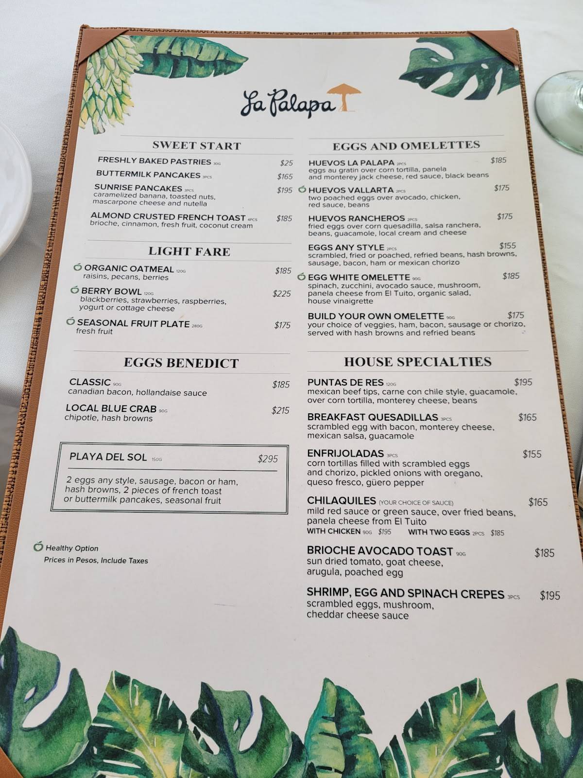 Menu at La Palapa Restaurant, Puerto Vallarta, Púlpito 105-3