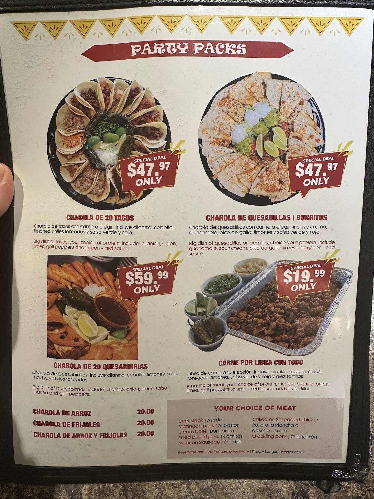 Menu at La Papa Loca restaurant, Lafayette, Johnston St