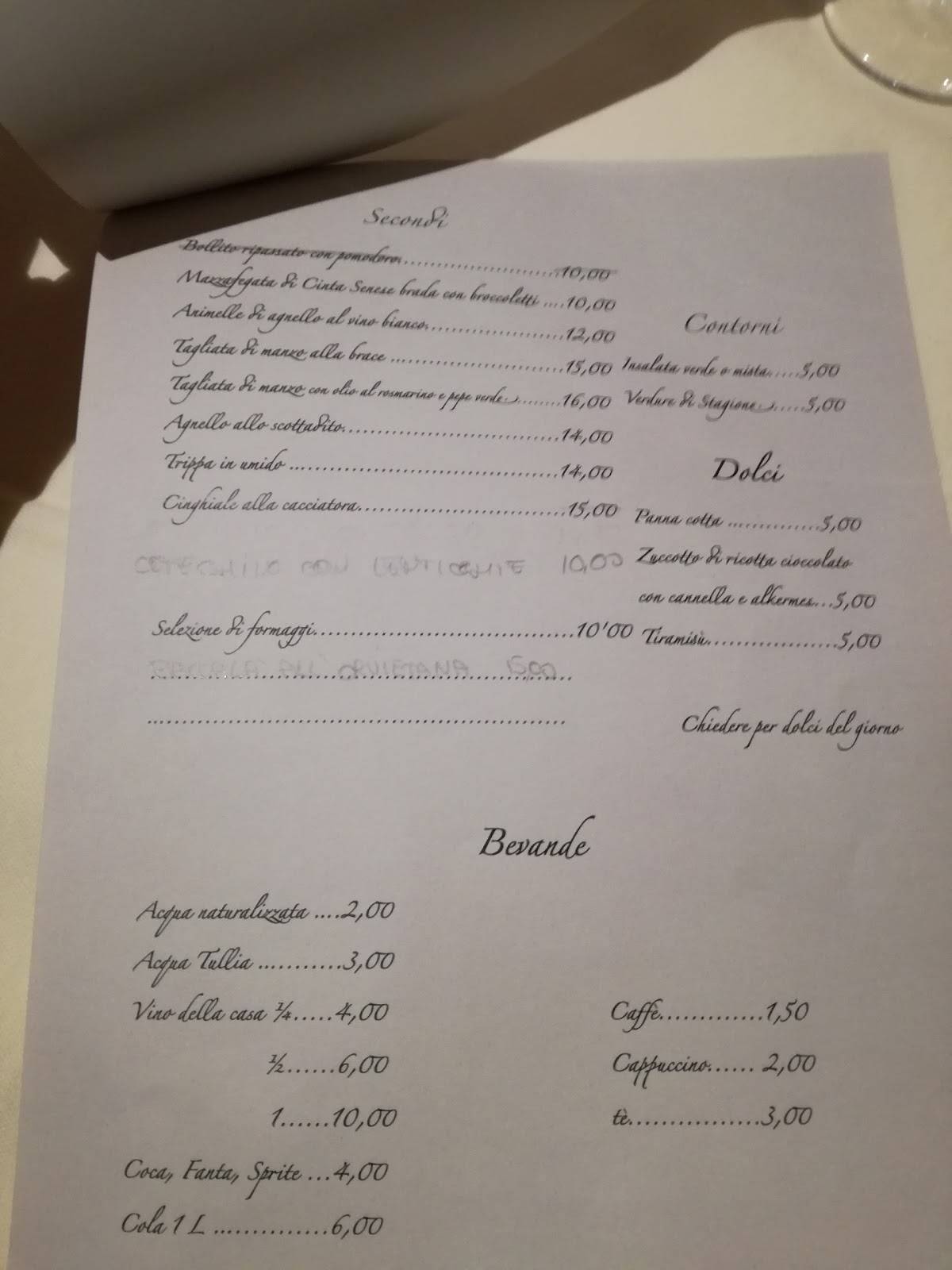 Menu da La Pergola Orvieto ristorante, Orvieto