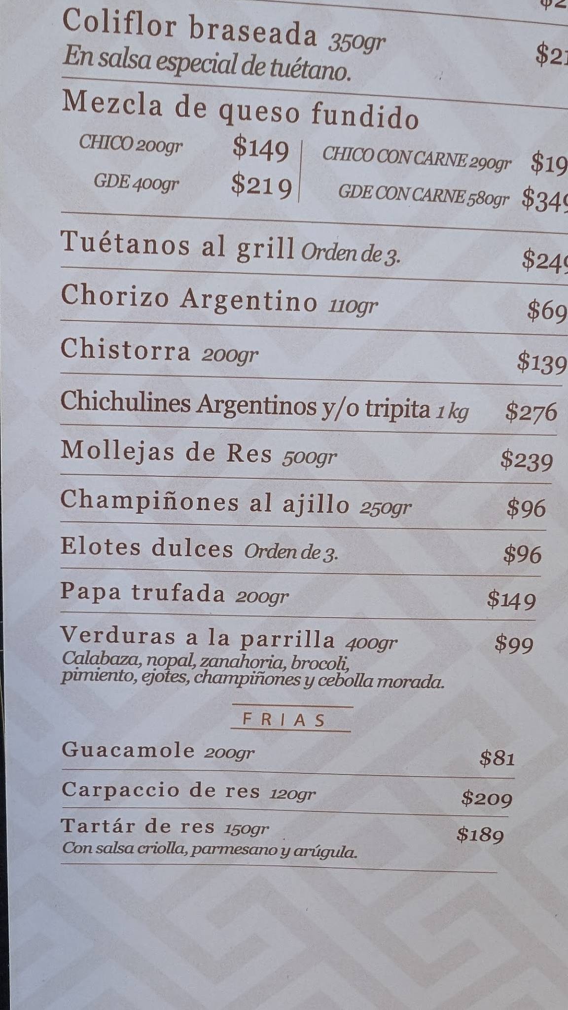 Carta del restaurante La Picanha Grill Garden, Zapopan