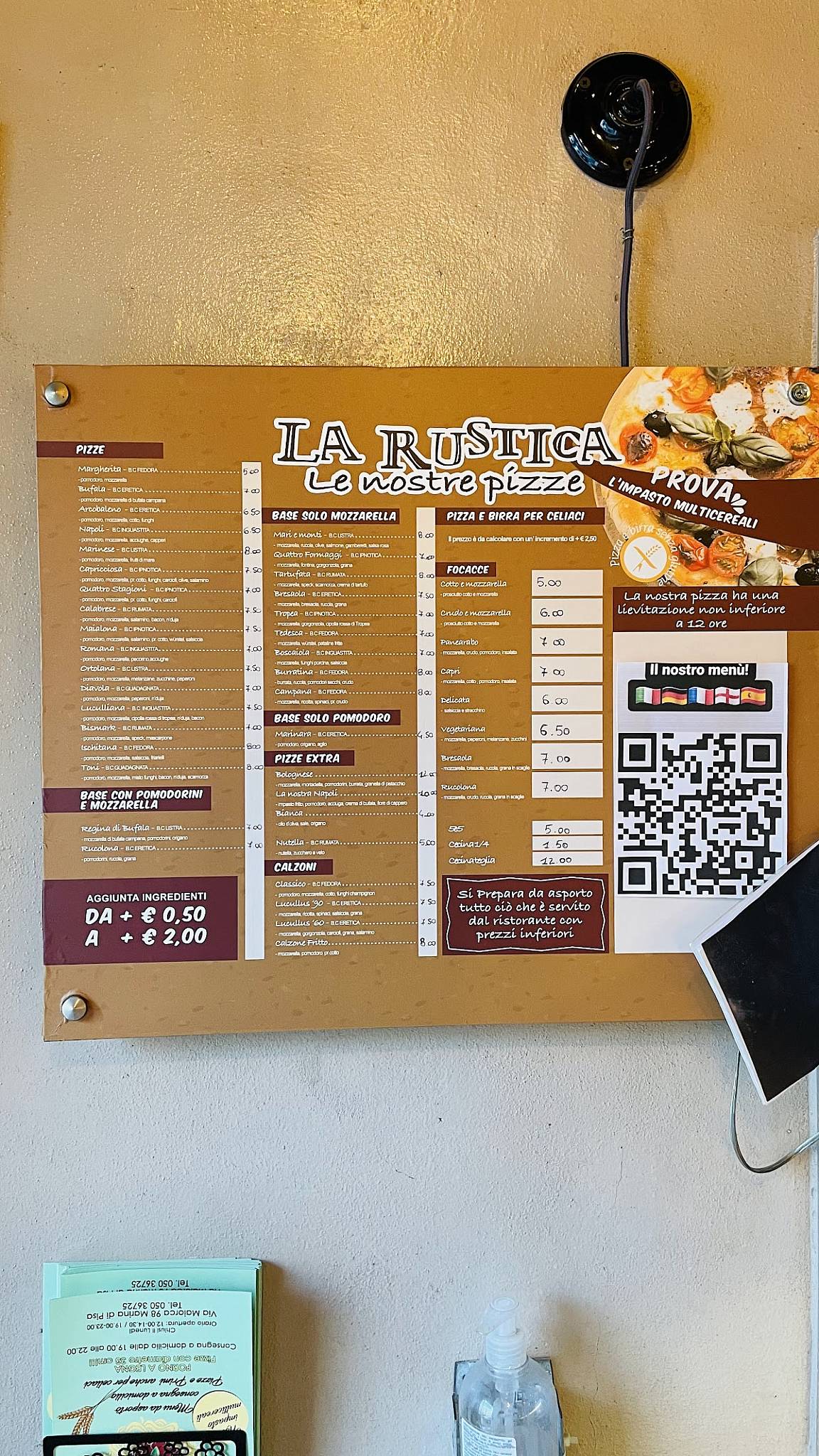 Menu da Ristorante pizzeria La Rustica, Marina di Pisa