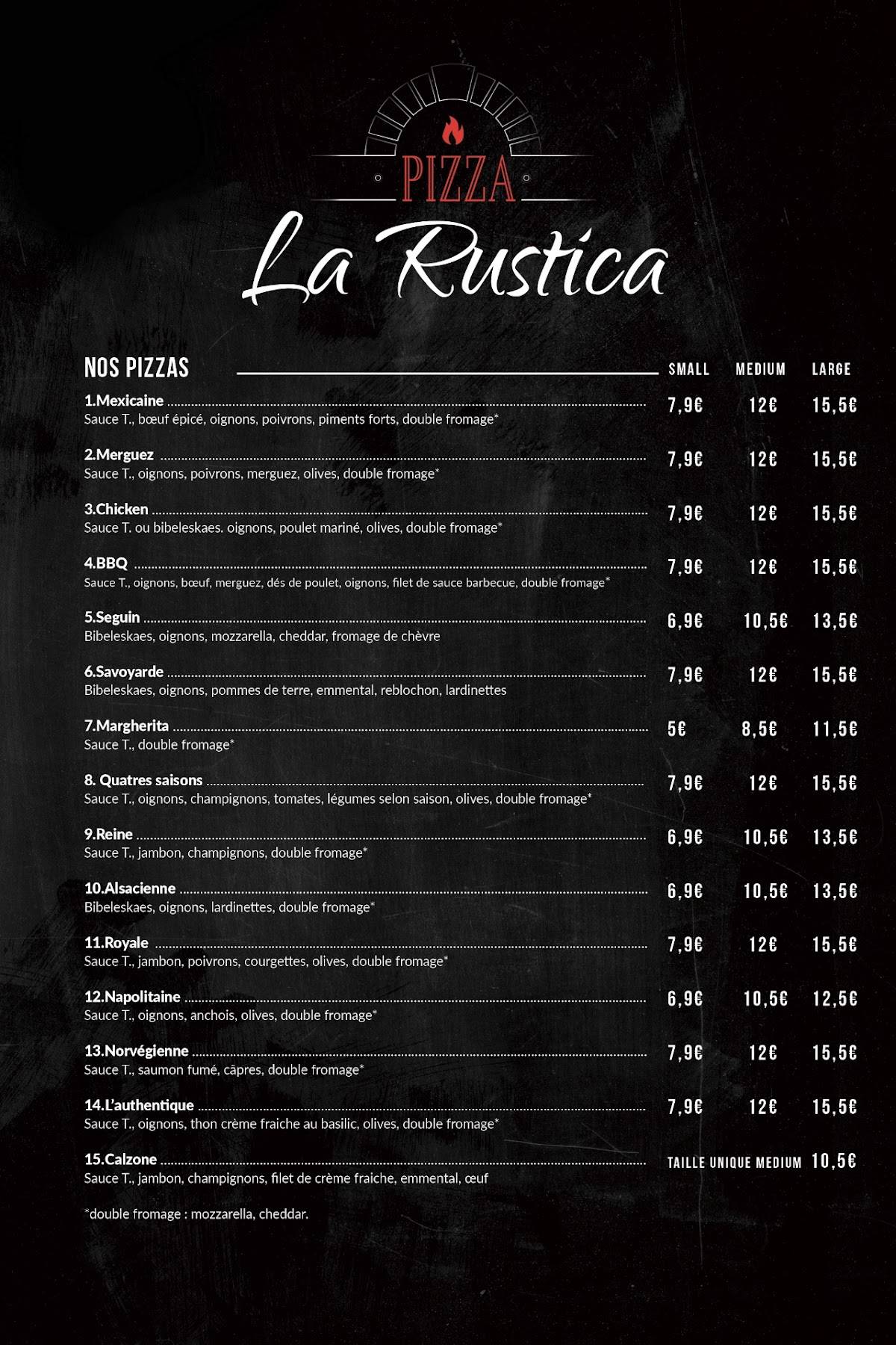 Carta del restaurante La Rustica, Lingolsheim