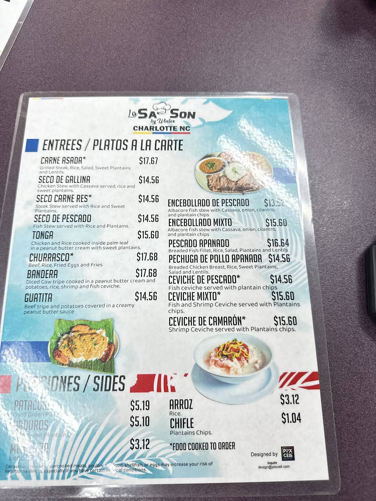 Menu at La Sa-Son by Winter restaurant, Charlotte